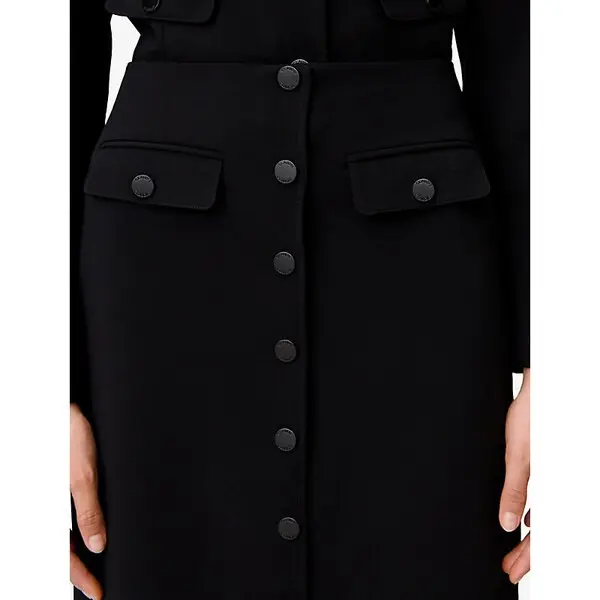 Claudie Pierlot Button-embellished Crepe Midi Skirt
