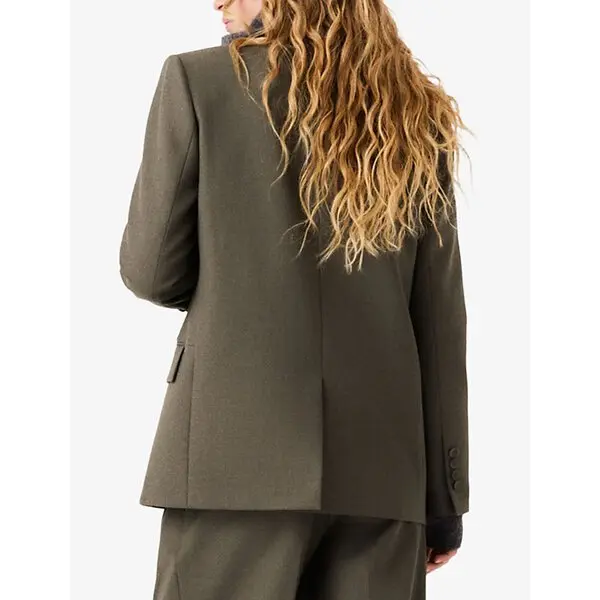 Maje Chain-embellished Single-breasted Stretch Wool-blend Suit Jacket