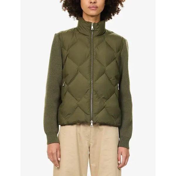 Moncler Padded Zip-up Wool And Cashmere-blend Cardigan