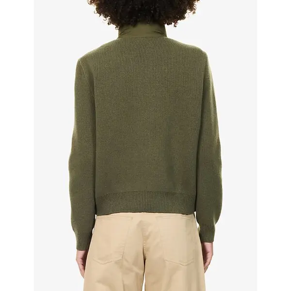 Moncler Padded Zip-up Wool And Cashmere-blend Cardigan