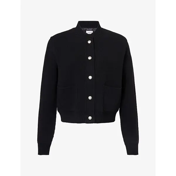 Moncler Contrast Padded Wool And Cashmere-blend Cardigan - Black