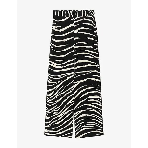 Zadig&Voltaire Pin Elasticated-waist Zebra-print Woven Trousers - Black