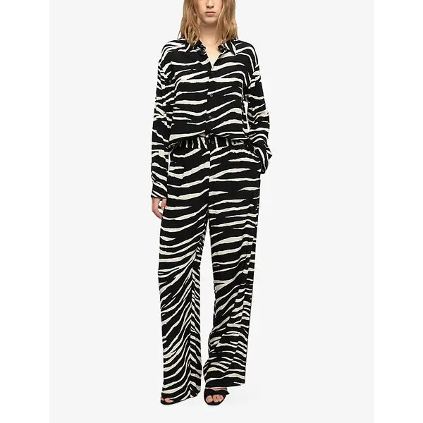 Zadig&Voltaire Pin Elasticated-waist Zebra-print Woven Trousers