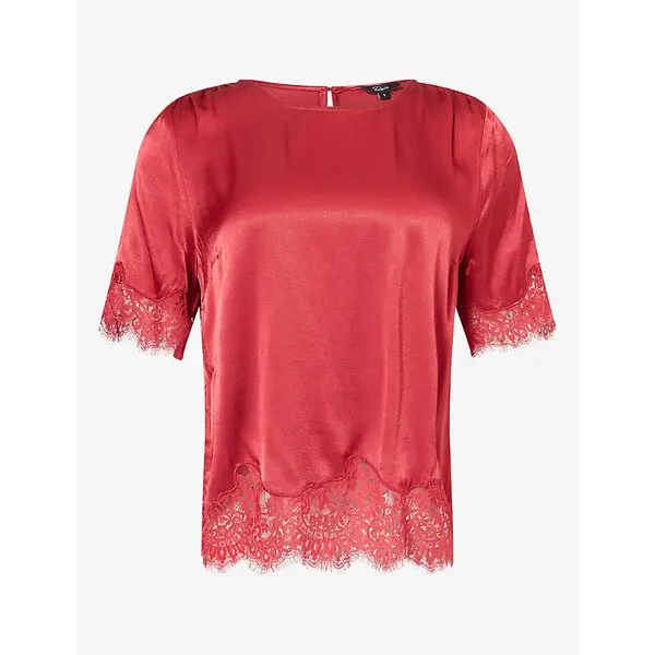 Rails Sonora Lace-trim Satin Top - Crimson