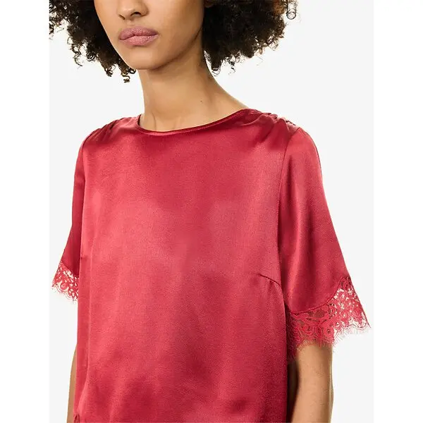 Rails Sonora Lace-trim Satin Top - Crimson