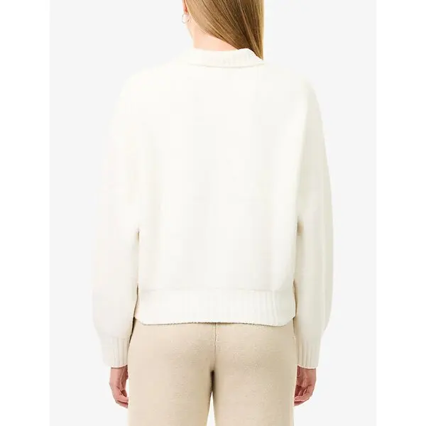 ADANOLA Logo-embroidered Collared Cotton-knit Bomber Jacket