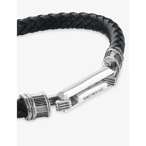 NINETWOFIVE Rasil Braided Sterling- And Leather Bracelet