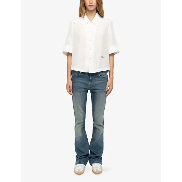 Zadig&Voltaire Telmy Brand-embroidered Short-sleeve Silk Shirt