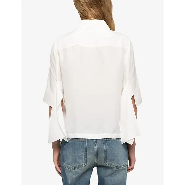 Zadig&Voltaire Telmy Brand-embroidered Short-sleeve Silk Shirt