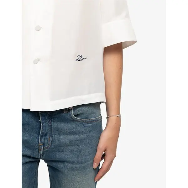 Zadig&Voltaire Telmy Brand-embroidered Short-sleeve Silk Shirt