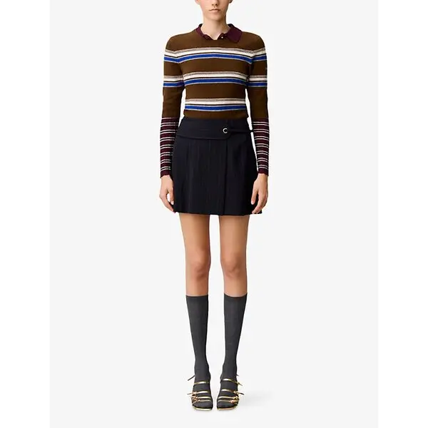 Claudie Pierlot Wrap Belted-waist Stretch-woven Mini Skirt