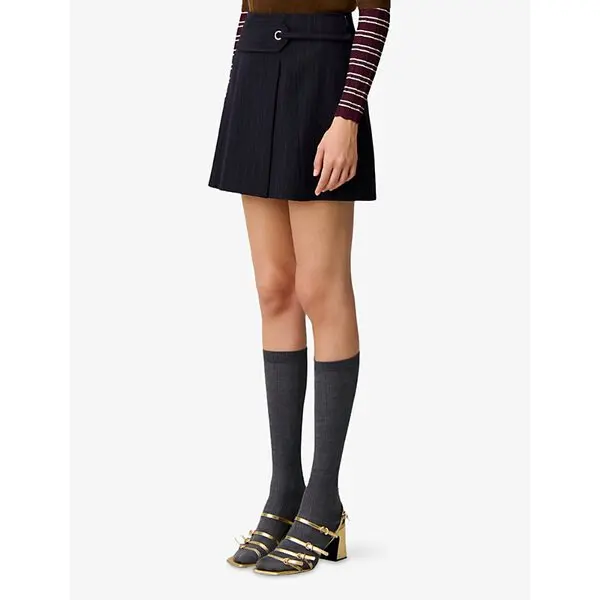 Claudie Pierlot Wrap Belted-waist Stretch-woven Mini Skirt