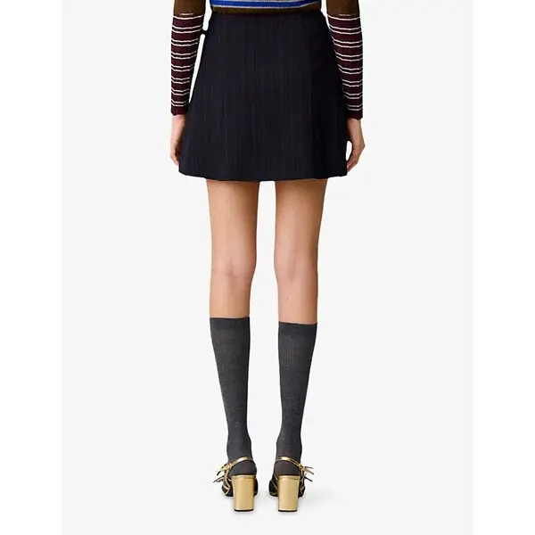 Claudie Pierlot Wrap Belted-waist Stretch-woven Mini Skirt
