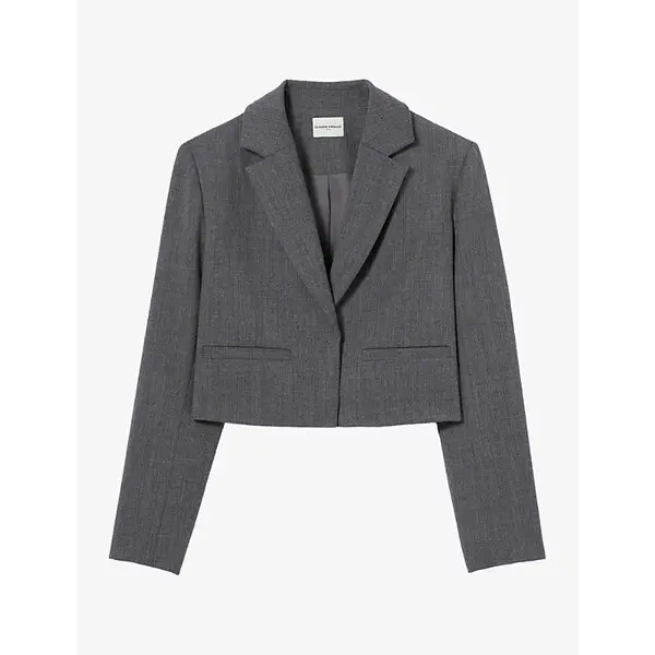 Claudie Pierlot Cropped Wool Jacket - Mottled Grey