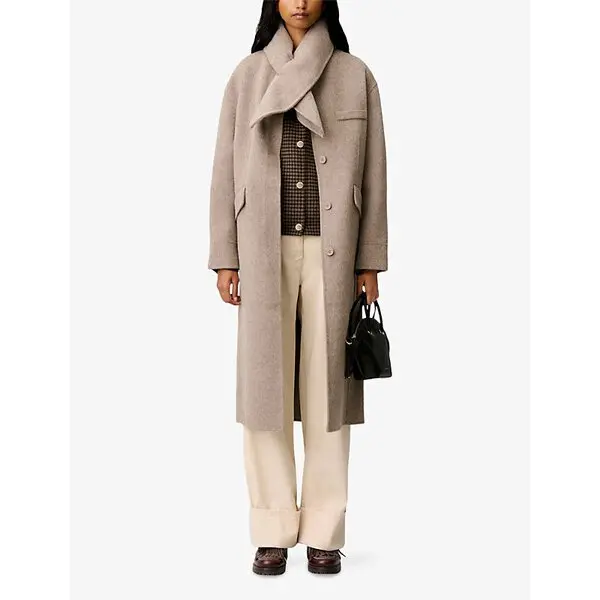 Claudie Pierlot Removable-scarf Wool-blend Coat