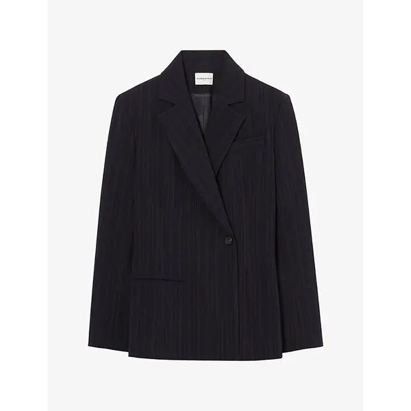 Claudie Pierlot Striped Tailored-collar Stretch-woven Jacket