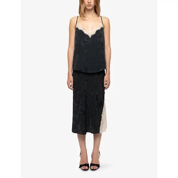 Zadig&Voltaire Jayla Jacquard Lace-trim Woven Midi Skirt