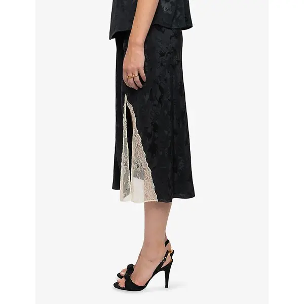 Zadig&Voltaire Jayla Jacquard Lace-trim Woven Midi Skirt