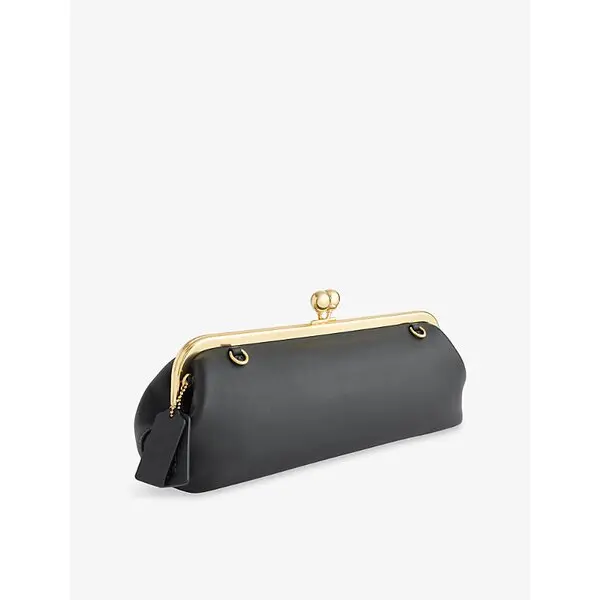 COACH Kisslock Frame 30 Leather Handbag - Black