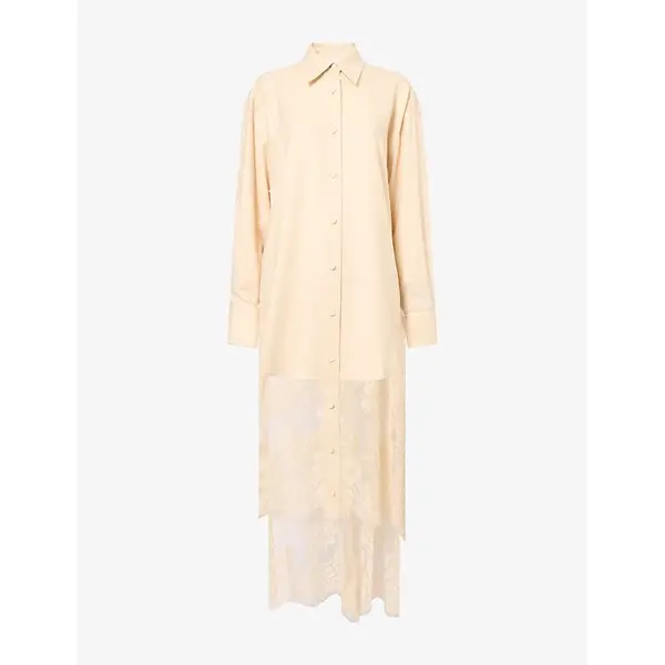 Zimmermann Valiant Longline Lace-trim Wool Shirt - Cream