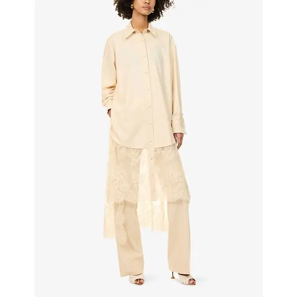 Zimmermann Valiant Longline Lace-trim Wool Shirt