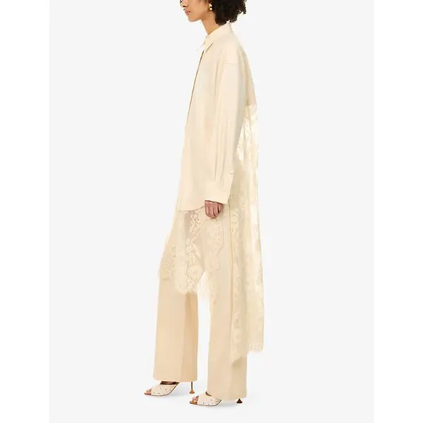 Zimmermann Valiant Longline Lace-trim Wool Shirt