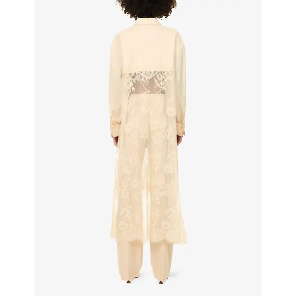 Zimmermann Valiant Longline Lace-trim Wool Shirt
