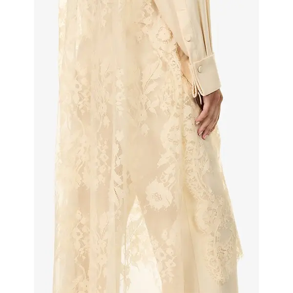 Zimmermann Valiant Longline Lace-trim Wool Shirt
