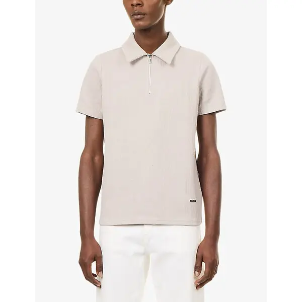 BELIER Edwin Textured Cotton-blend Polo Shirt
