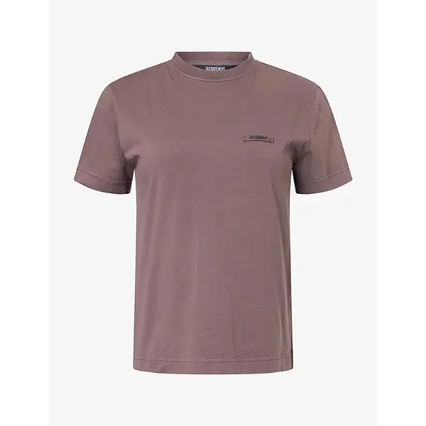 Jacquemus Le T-shirt Grosgrain-logo Cotton-jersey T-shirt - Brown