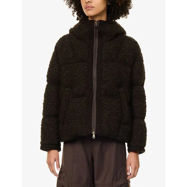 Moncler Cristallin Hooded Bouclé Wool-blend Down Jacket