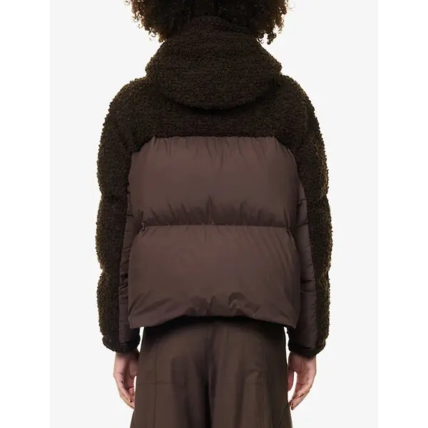 Moncler Cristallin Hooded Bouclé Wool-blend Down Jacket