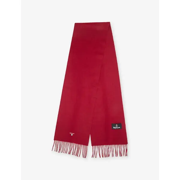 Barbour Brand-embroidered Wool Scarf - Biking Red