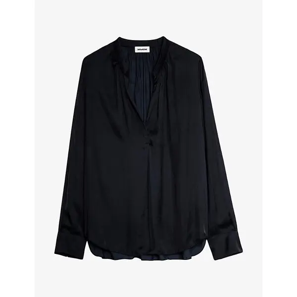 Zadig&Voltaire Tink Open-collar Satin Blouse - Noir