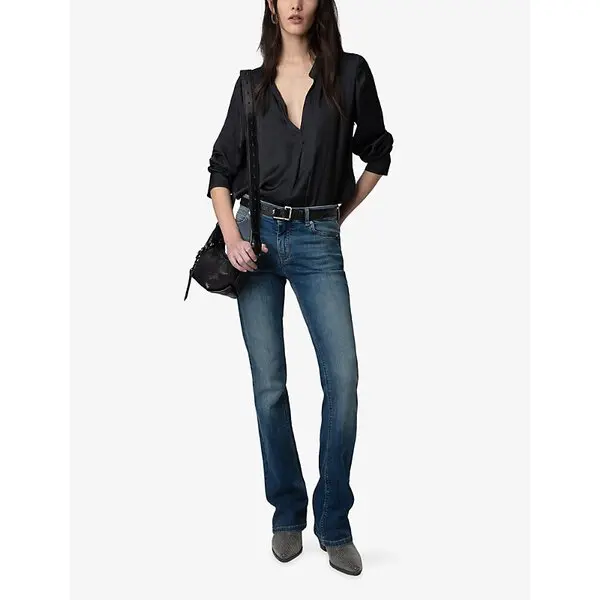 Zadig&Voltaire Tink Open-collar Satin Blouse - Noir