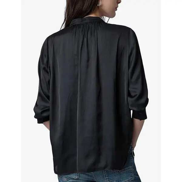 Zadig&Voltaire Tink Open-collar Satin Blouse - Noir