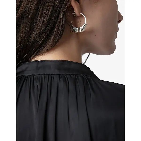 Zadig&Voltaire Tink Open-collar Satin Blouse - Noir