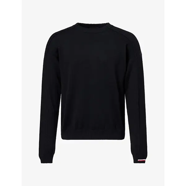 Moncler Striped-trim Wool Jumper - Black