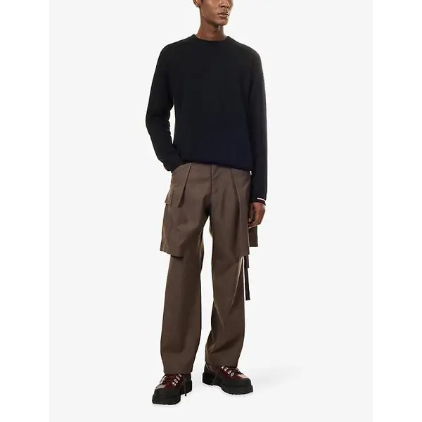 Moncler Striped-trim Wool Jumper - Black
