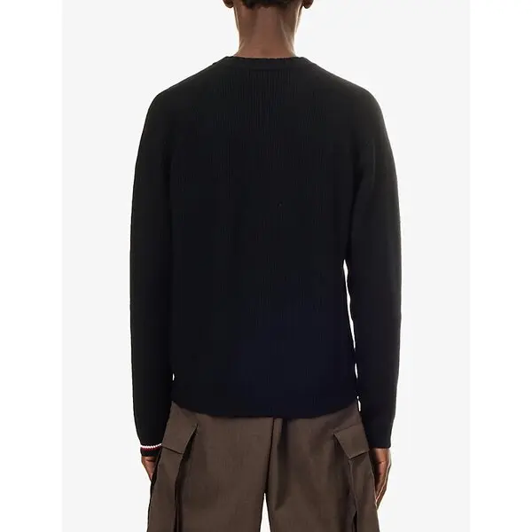 Moncler Striped-trim Wool Jumper - Black