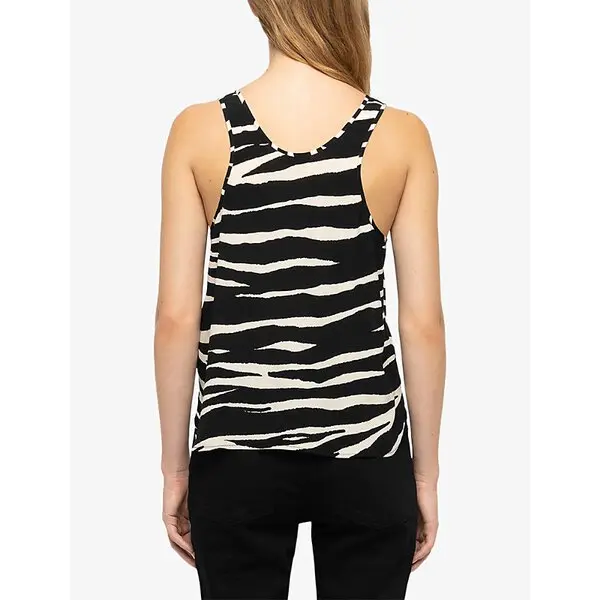 Zadig&Voltaire Tarys Printed Scoop-neck Satin Top
