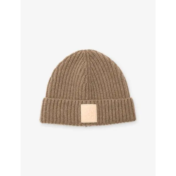 Loewe Logo-patch Cashmere Beanie - Beige