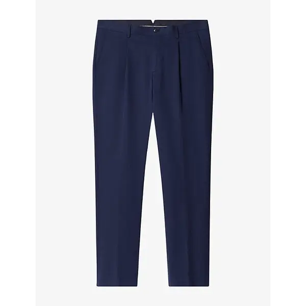HACKETT  Pleated-front Tapered-leg Stretch Cotton-blend Trousers