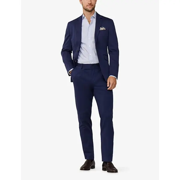 HACKETT  Pleated-front Tapered-leg Stretch Cotton-blend Trousers