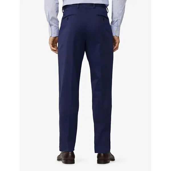HACKETT  Pleated-front Tapered-leg Stretch Cotton-blend Trousers