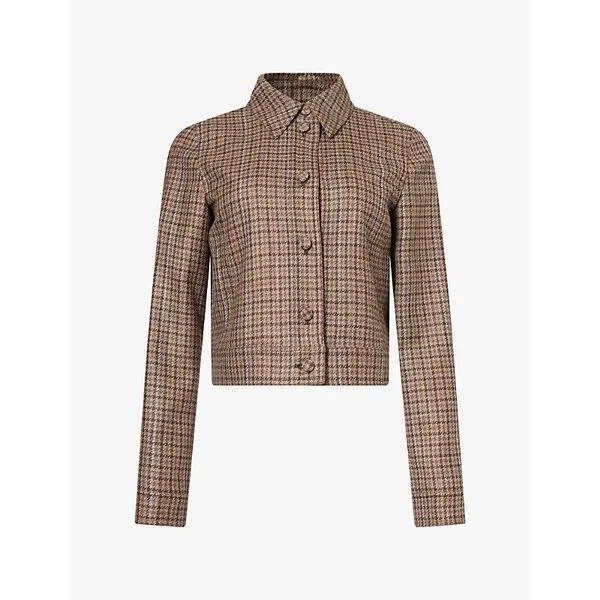 Gabriela Hearst Thereza Houndstooth Wool And Silk Jacket - Camel Multi