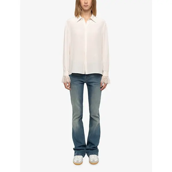 Zadig&Voltaire Thely Wing-embellished Satin Shirt - Ecru