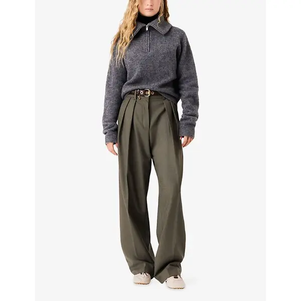 Maje Zip-neck Regular-fit Yak-blend Jumper