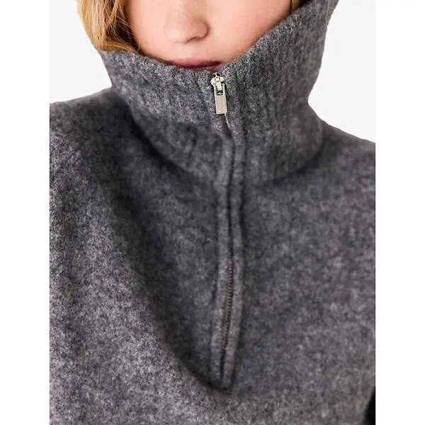 Maje Zip-neck Regular-fit Yak-blend Jumper