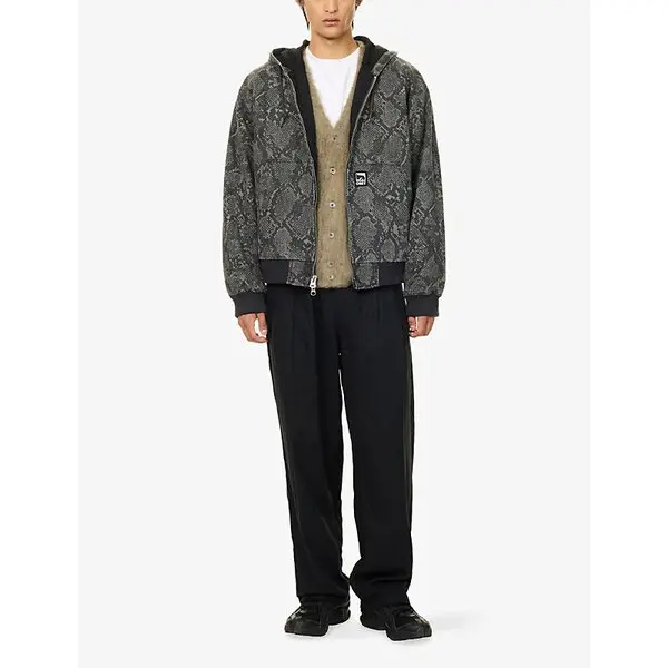 Obey Glen Snake-print Zip Up Cotton Jacket